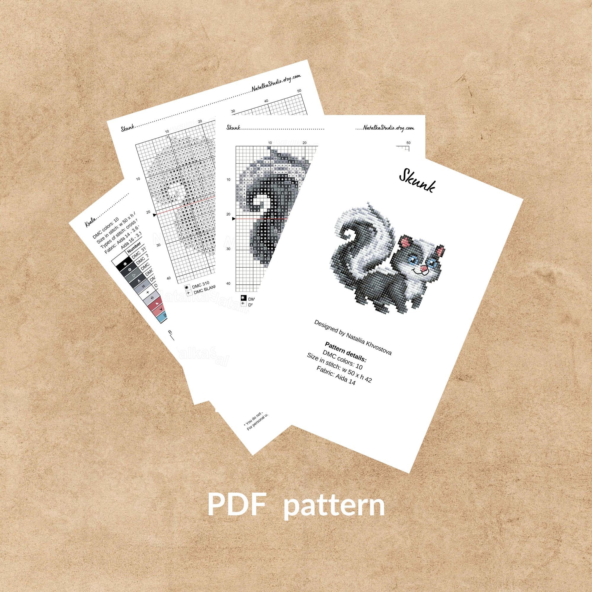 Baby Skunk Cross Stitch Pattern: Primitive Nursery Embroidery - Etsy