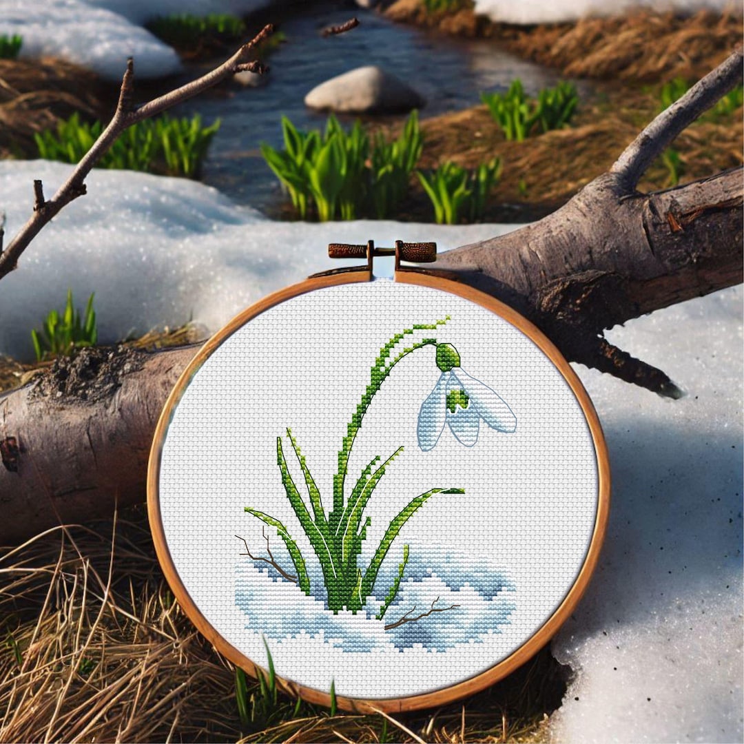 Snowdrop Cross Stitch Pattern PDF+SAGA Winter Flover Embroidery Small ...