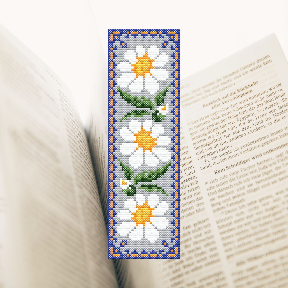 Daisy Cross Stitch Bookmark Flowers Embroidry Easy Small Cross Stitch ...