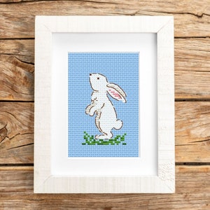 White Rabbit Cross Stitch Pattern PDF Primitive Mini Enbroidery - Etsy