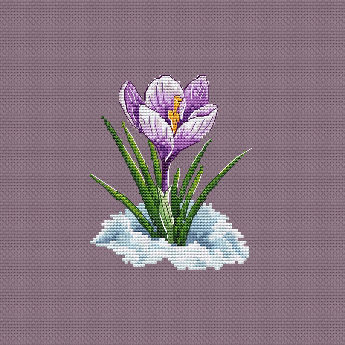 Purple Crocus Spring Flower Cross Stitch Pattern (PDF + SAGA) - Etsy