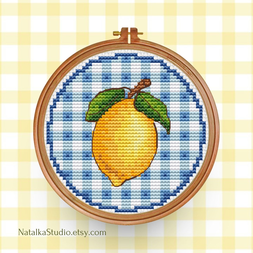 Lemon Cross Stitch Pattern: Modern Citrus Embroidery - Etsy