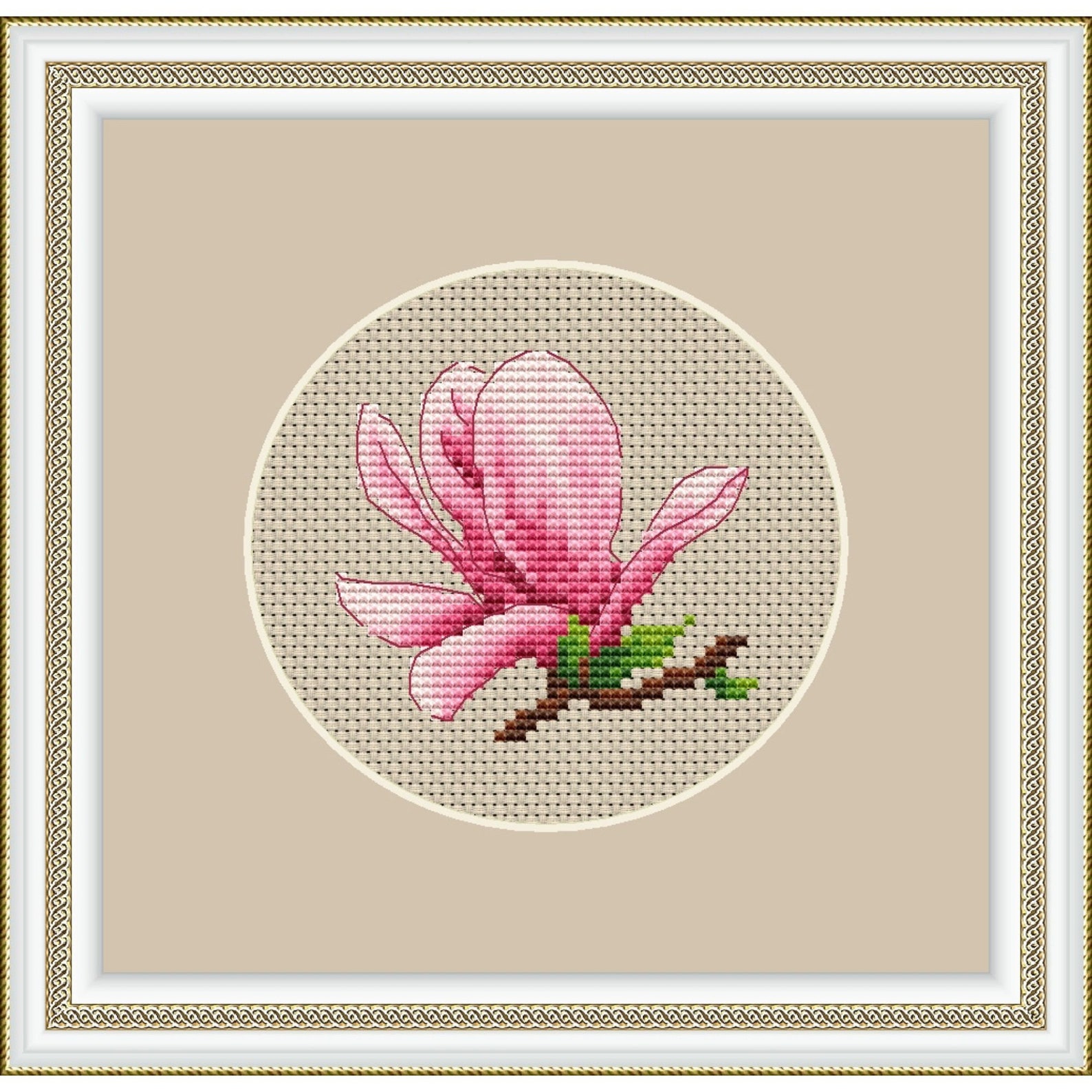 Magnolia Cross Stitch Pattern: Small Flower Embroidery - Etsy