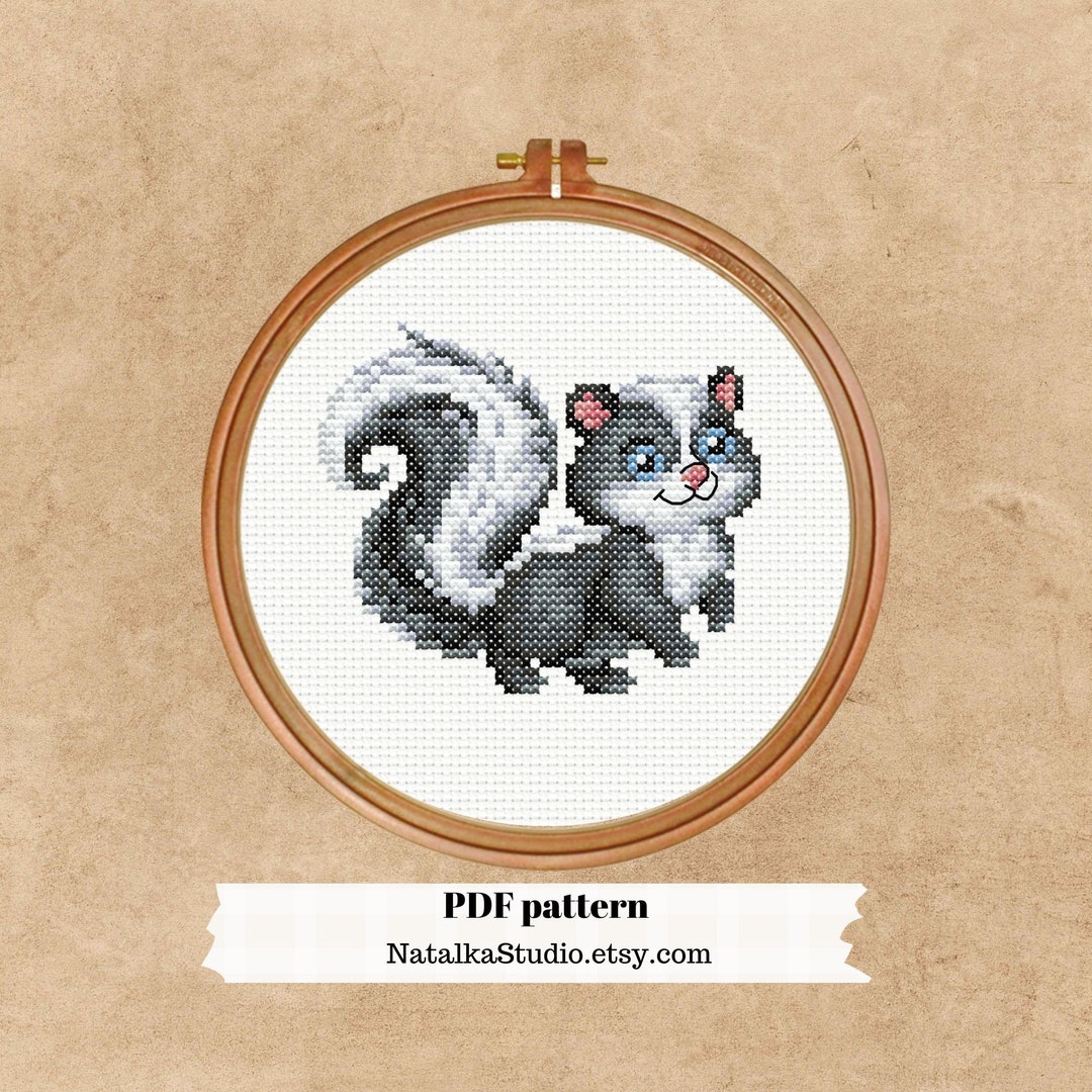 Baby Skunk Cross Stitch Pattern: Primitive Nursery Embroidery - Etsy