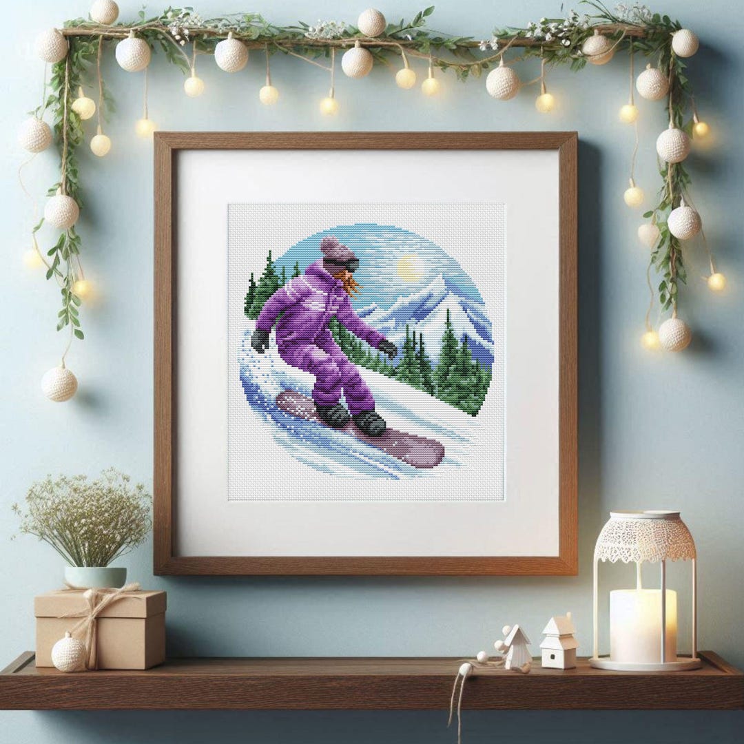 Girl Snowboarding Cross Stitch Pattern: Winter Sport Embroidery - Etsy