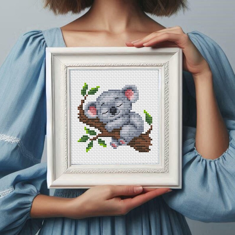Koala Cross Stitch Pattern PDF Cute Sleeping Koala Primitive Small ...