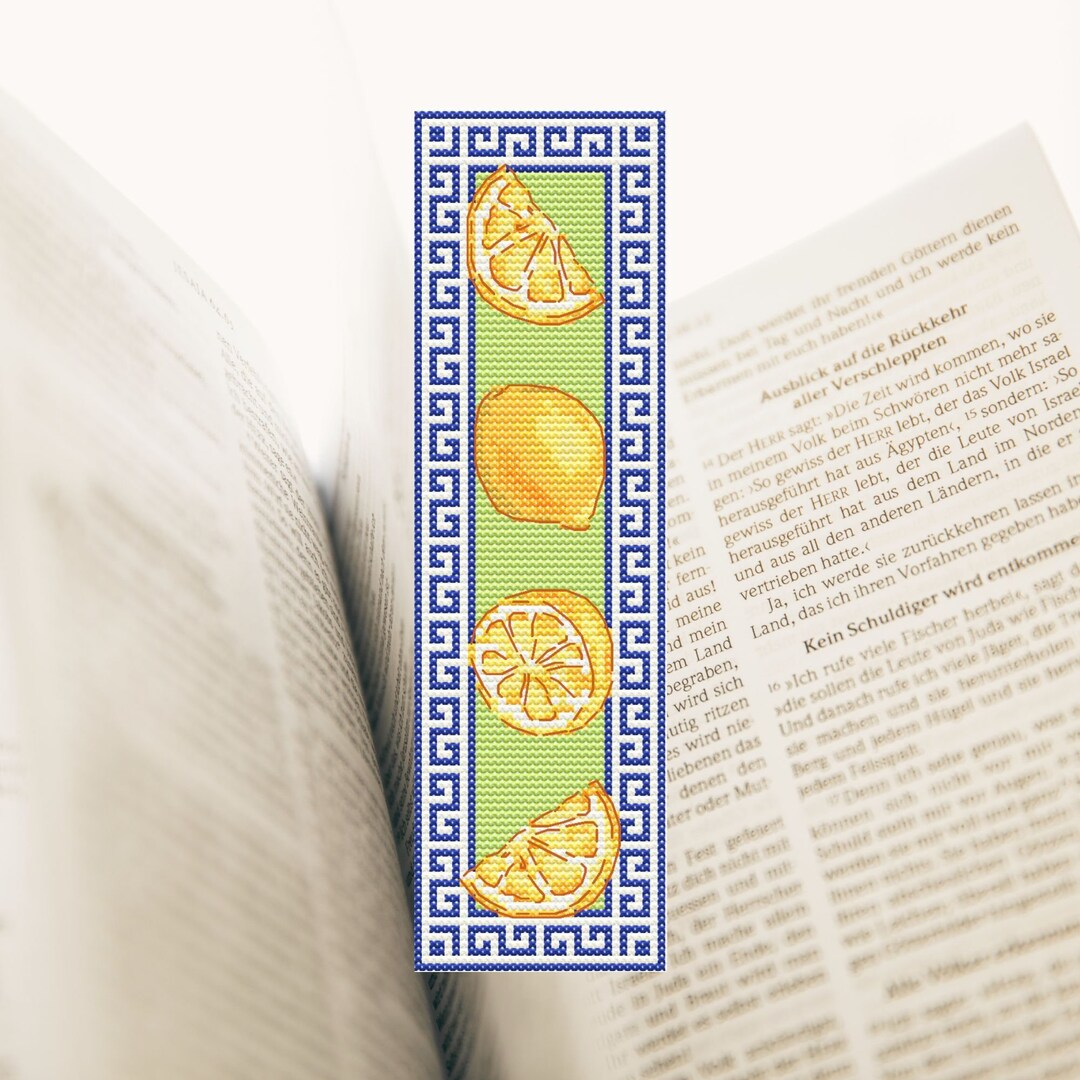 Bookmark Lemon Cross Stitch Pattern Fruits Bookmark Embroidery Handmade ...