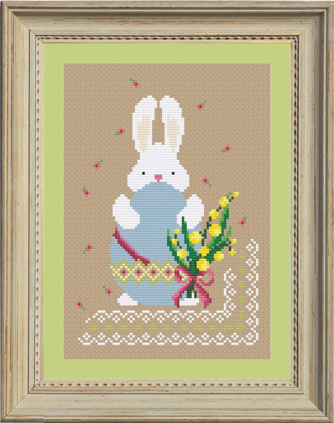 Easter Rabbit Cross Stitch Pattern PDF Easter Egg Cross Stitch - Etsy