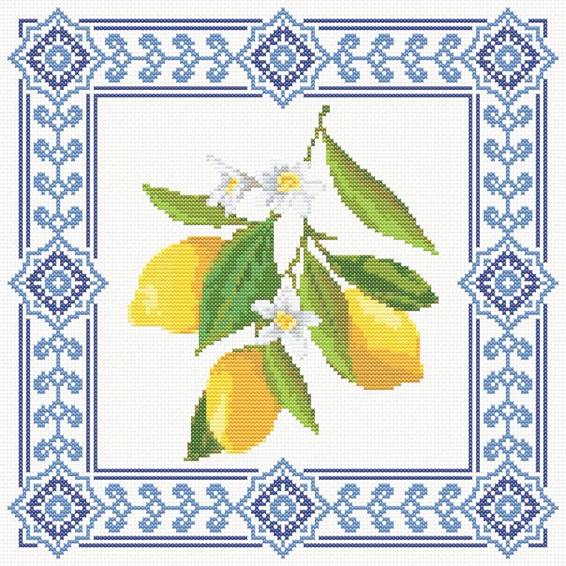 Lemon Cross Stitch Pattern PDF Citrus Cross Stitch Modern - Etsy
