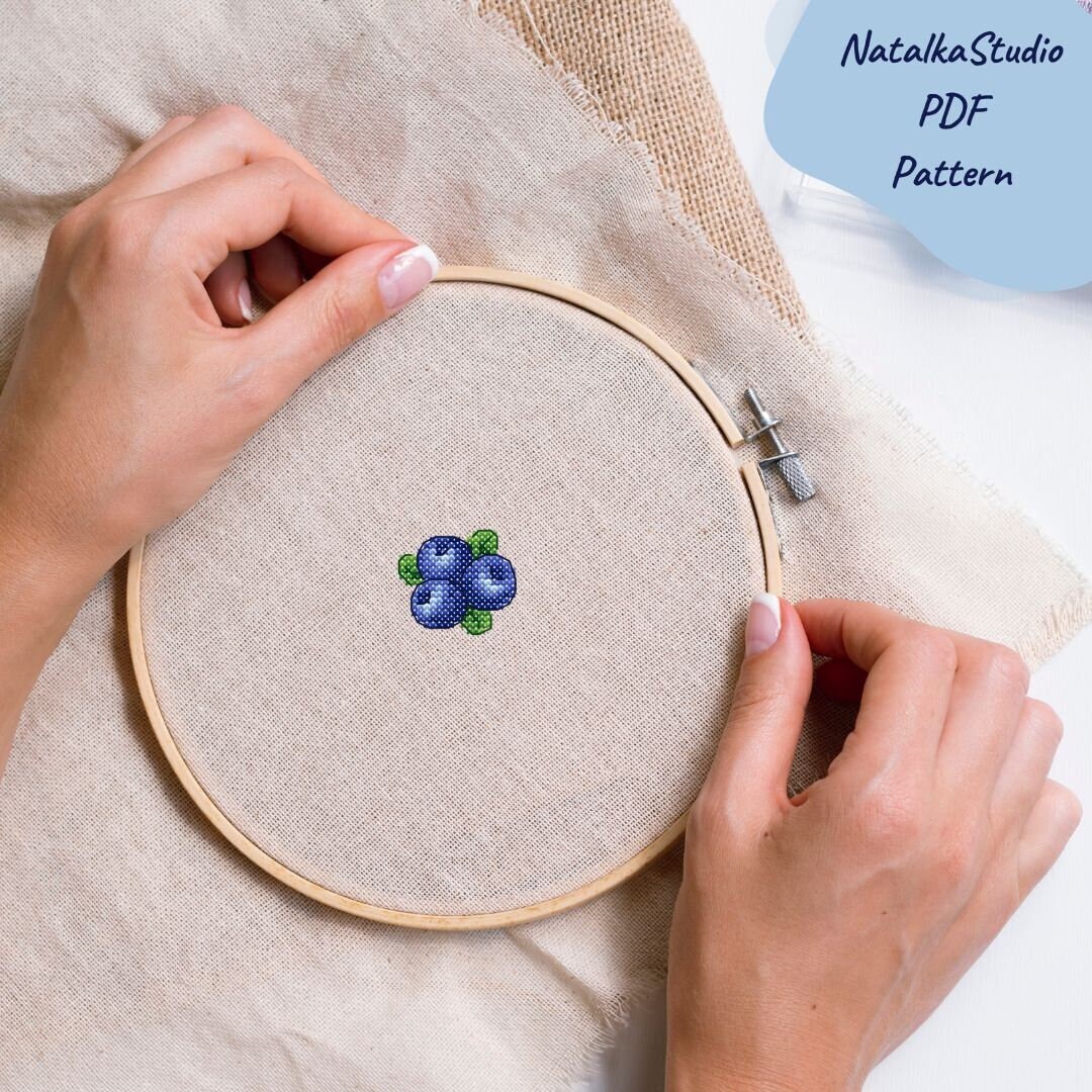 Mini Blueberry Cross Stitch Pattern: Small Berries Embroidery - Etsy