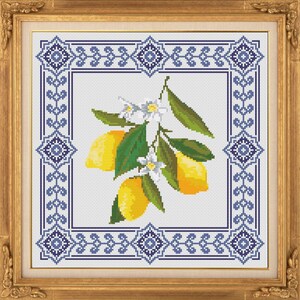 Lemon Cross Stitch Pattern PDF Citrus Cross Stitch Modern Cross Stitch ...