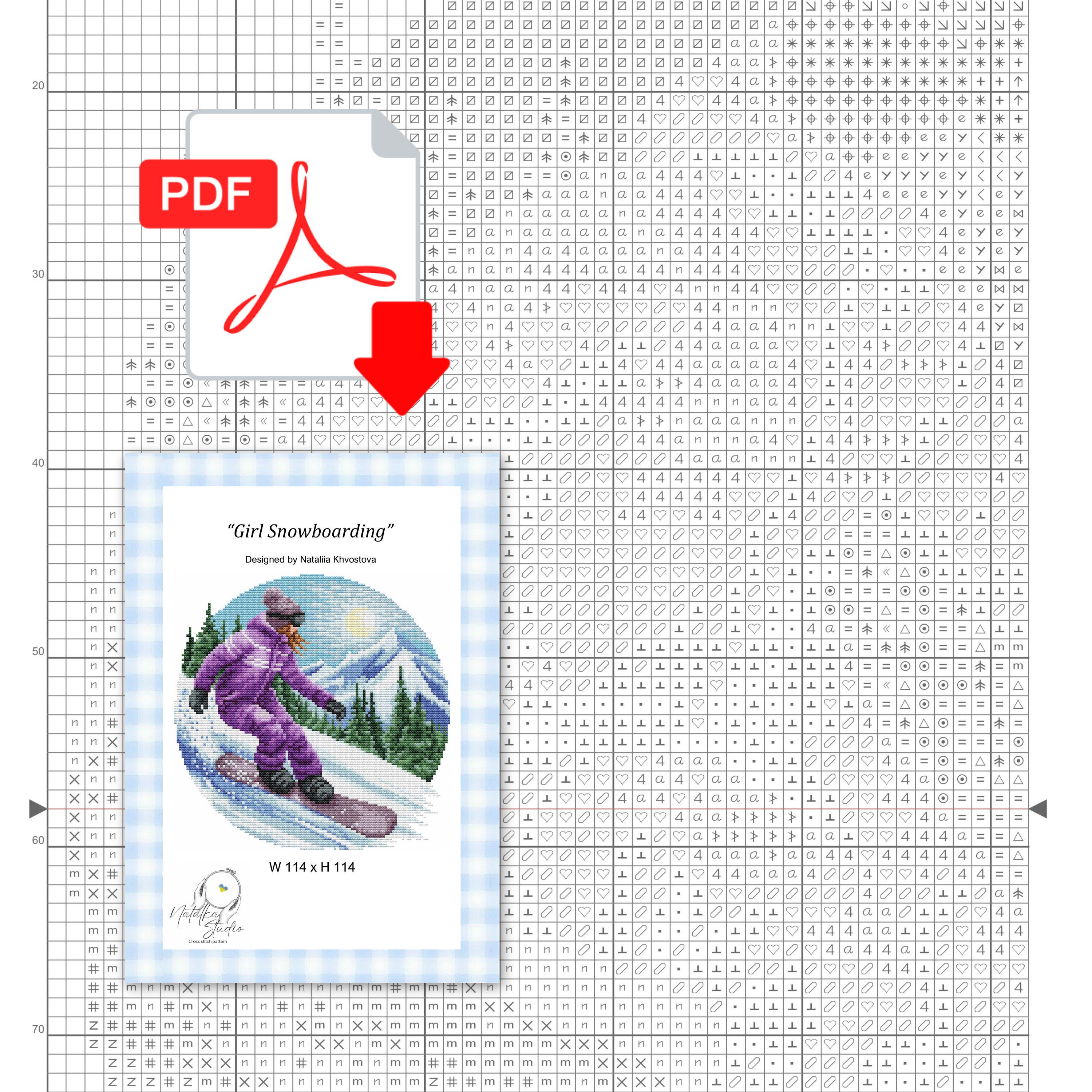 Girl Snowboarding Cross Stitch Pattern: Winter Sport Embroidery - Etsy
