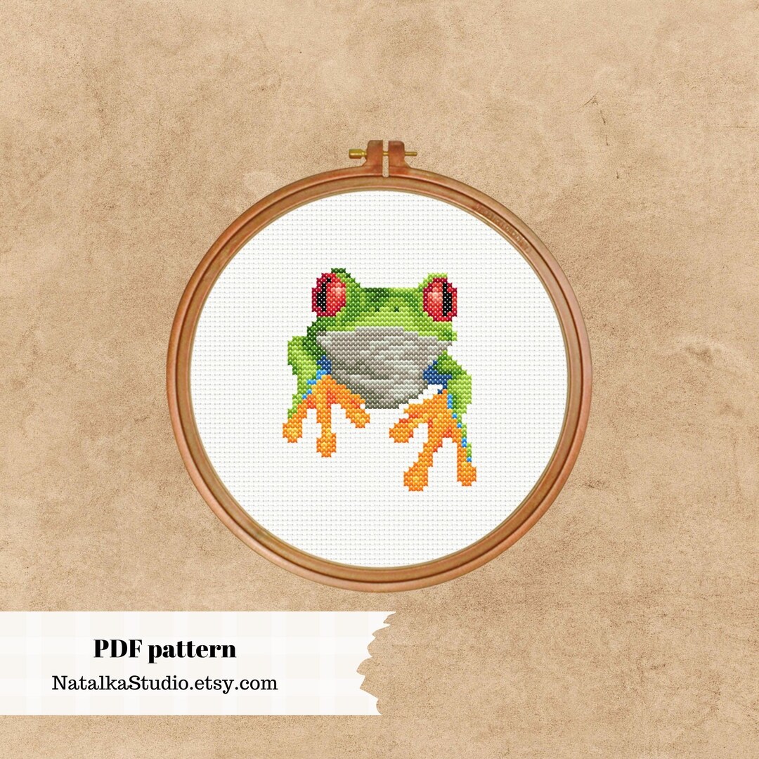 Red Eyed Tree Frog Cross Stitch Pattern PDF Animal Embroidery Small ...