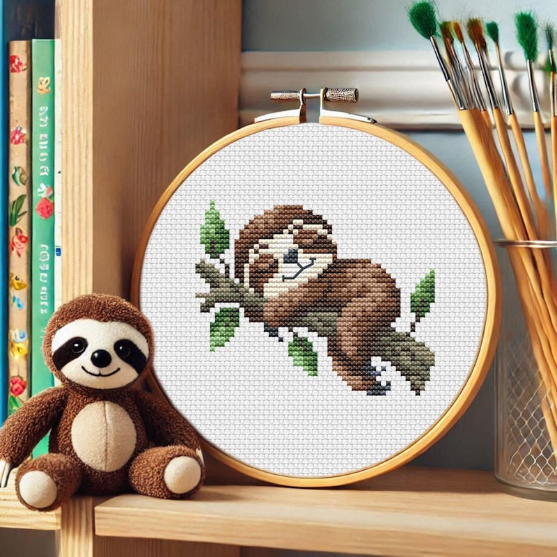 Sloth Cross Stitch - Etsy