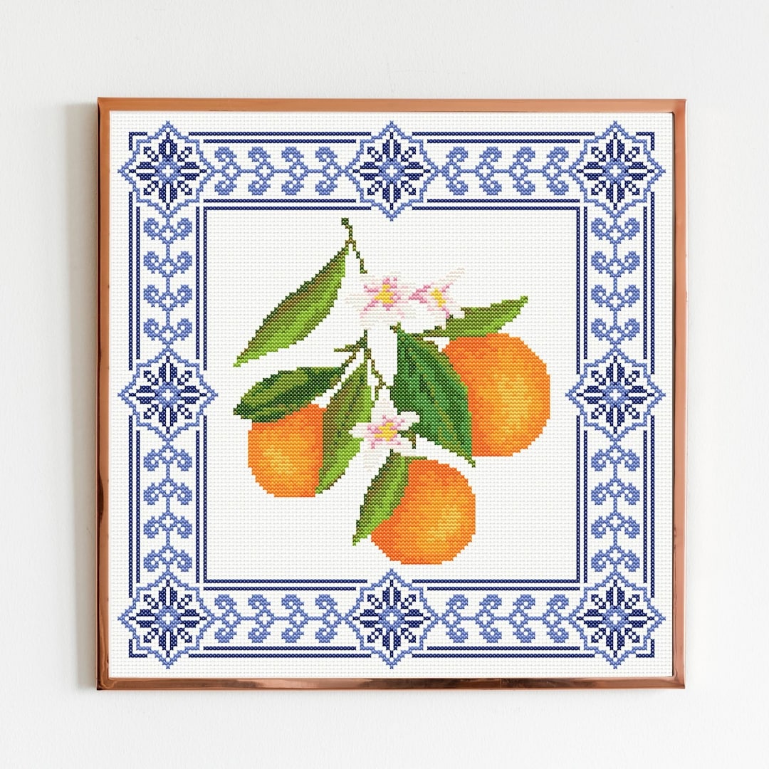 Orange Cross Stitch Pattern PDF Citrus Cross Stitch Modern Cross Stitch ...