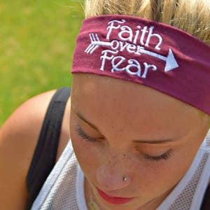 Faith Over Fear Embroidered Headband, Faith Headband, Inspirational ...