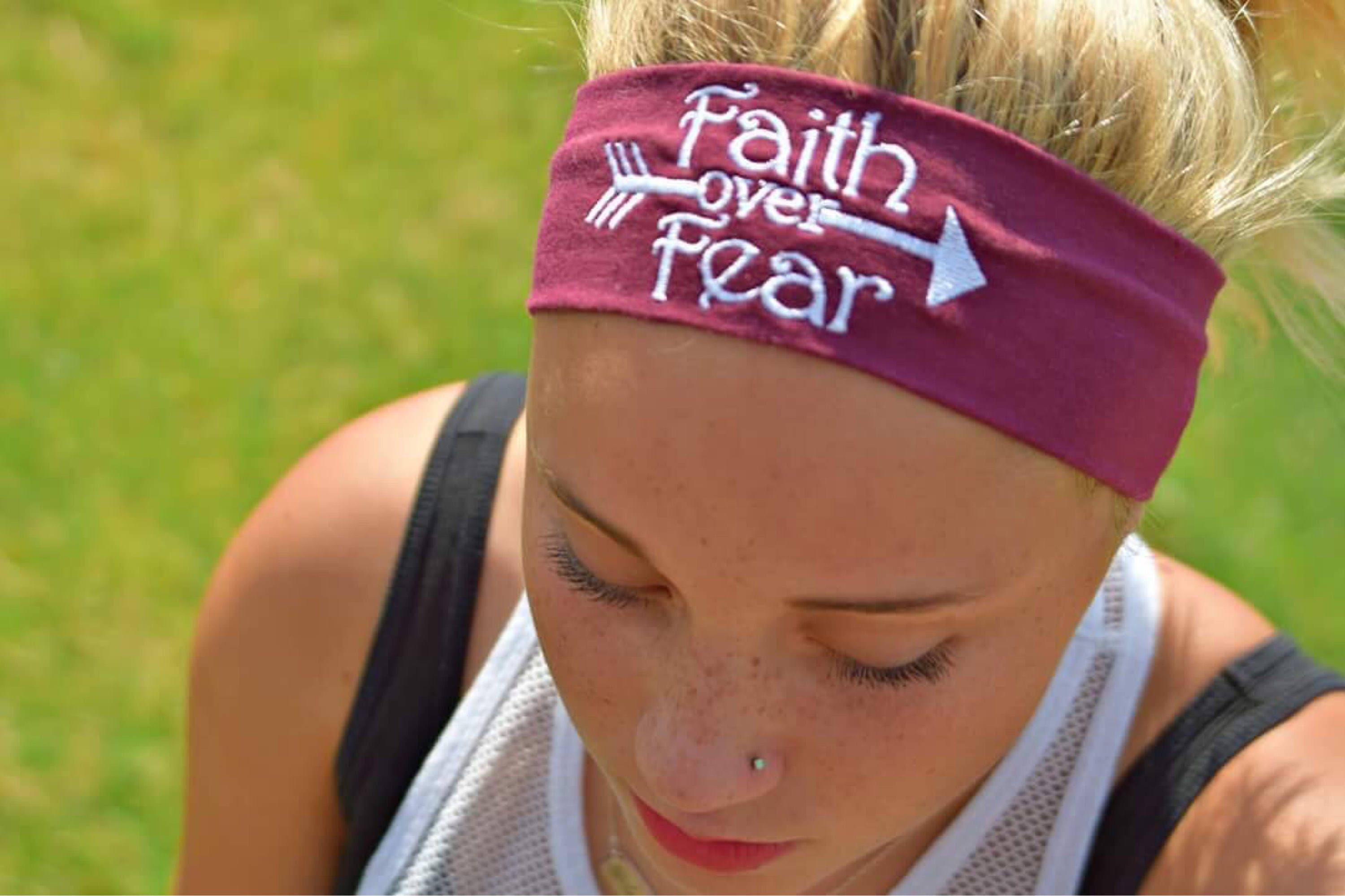 Faith Over Fear embroidered headband faith headband | Etsy