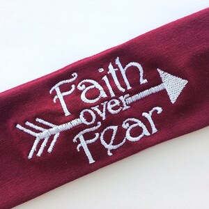 Faith Over Fear Embroidered Headband, Faith Headband, Inspirational ...