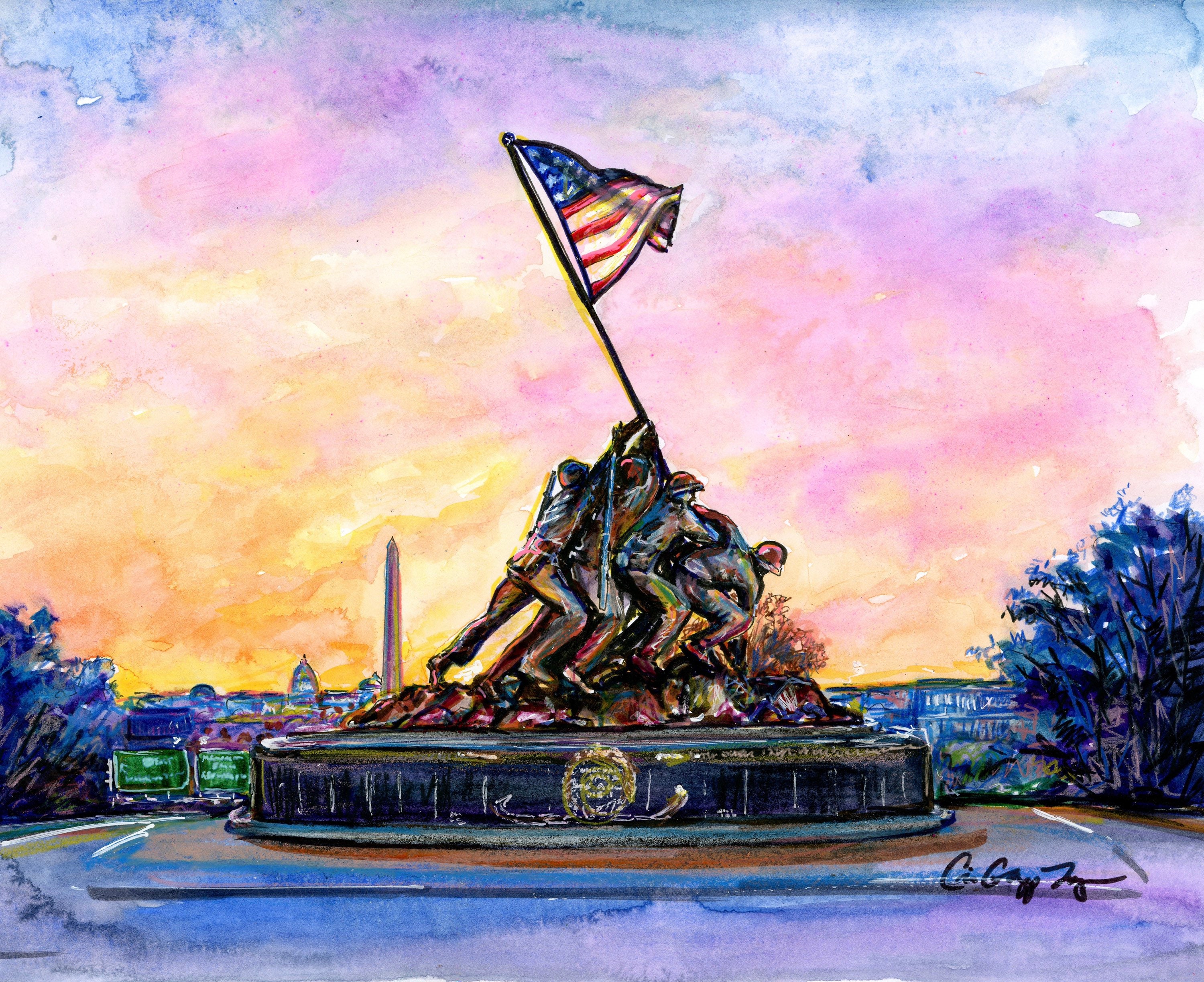 Iwo Jima Memorial Drawing