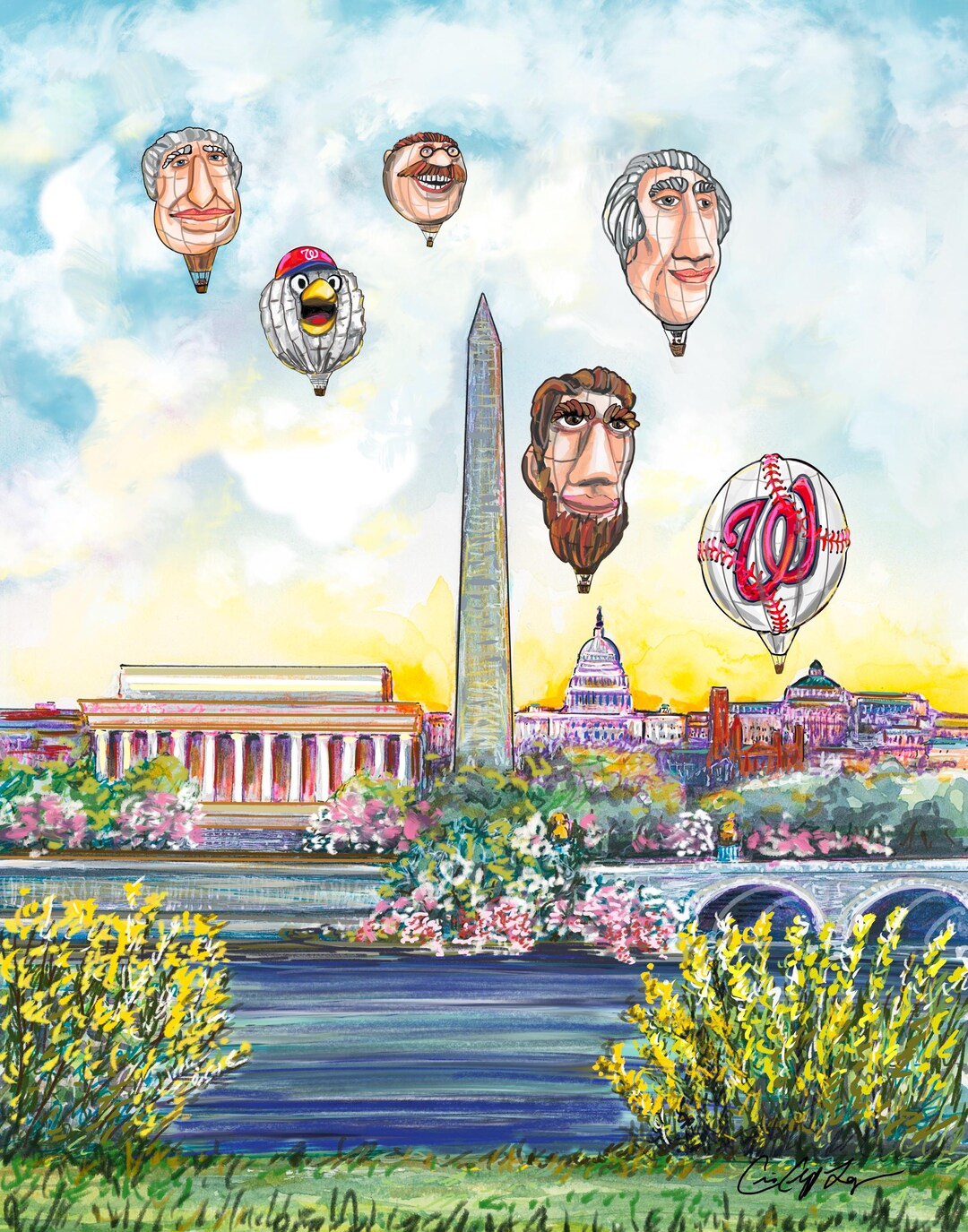 Presidents' Balloon Race Washington Nationals Baseball Print Art by ...