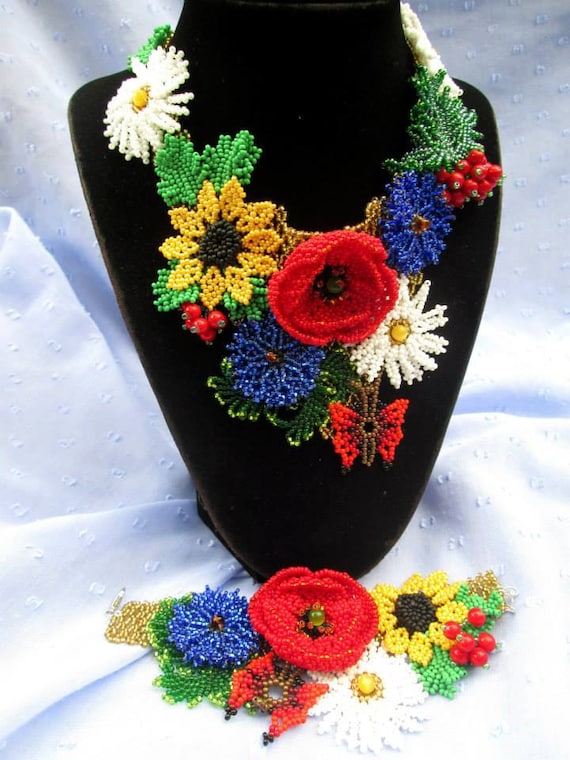 Ukrainian jewelry. Beaded necklace. Amazing Summer | Etsy