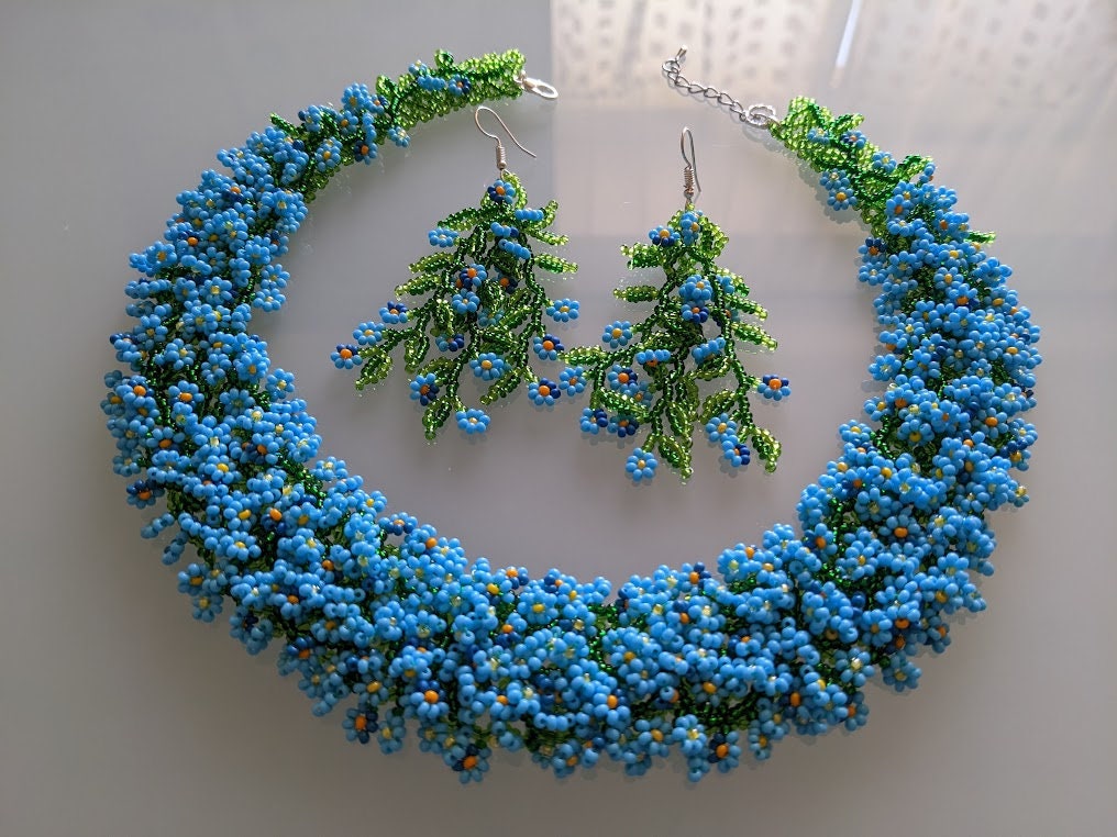 Free Shipping Ukrainian Handmade Set. Ukrainian Jewelry. Forget Me Not ...