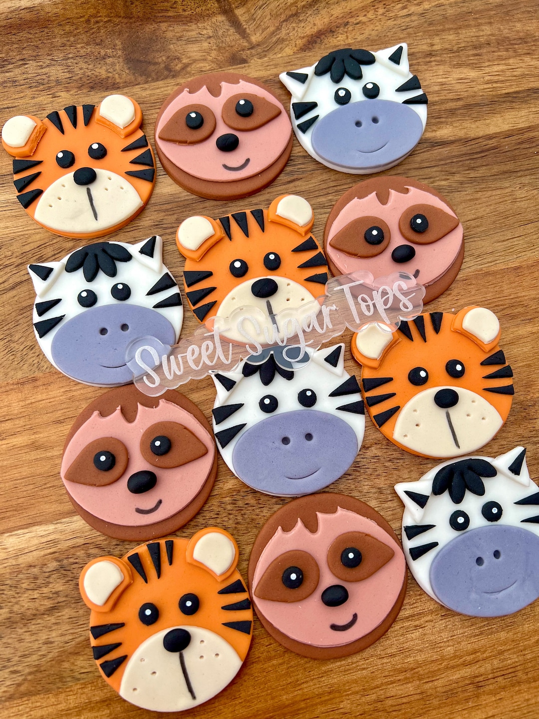 Safari Animal Topper Jungle Animals Sloth Tiger Zebra - Etsy