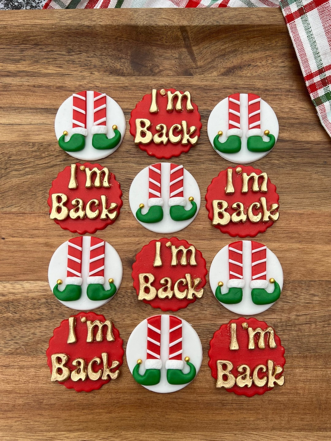 Elf Arrival Im Back Christmas Edible Fondant Cupcake - Etsy