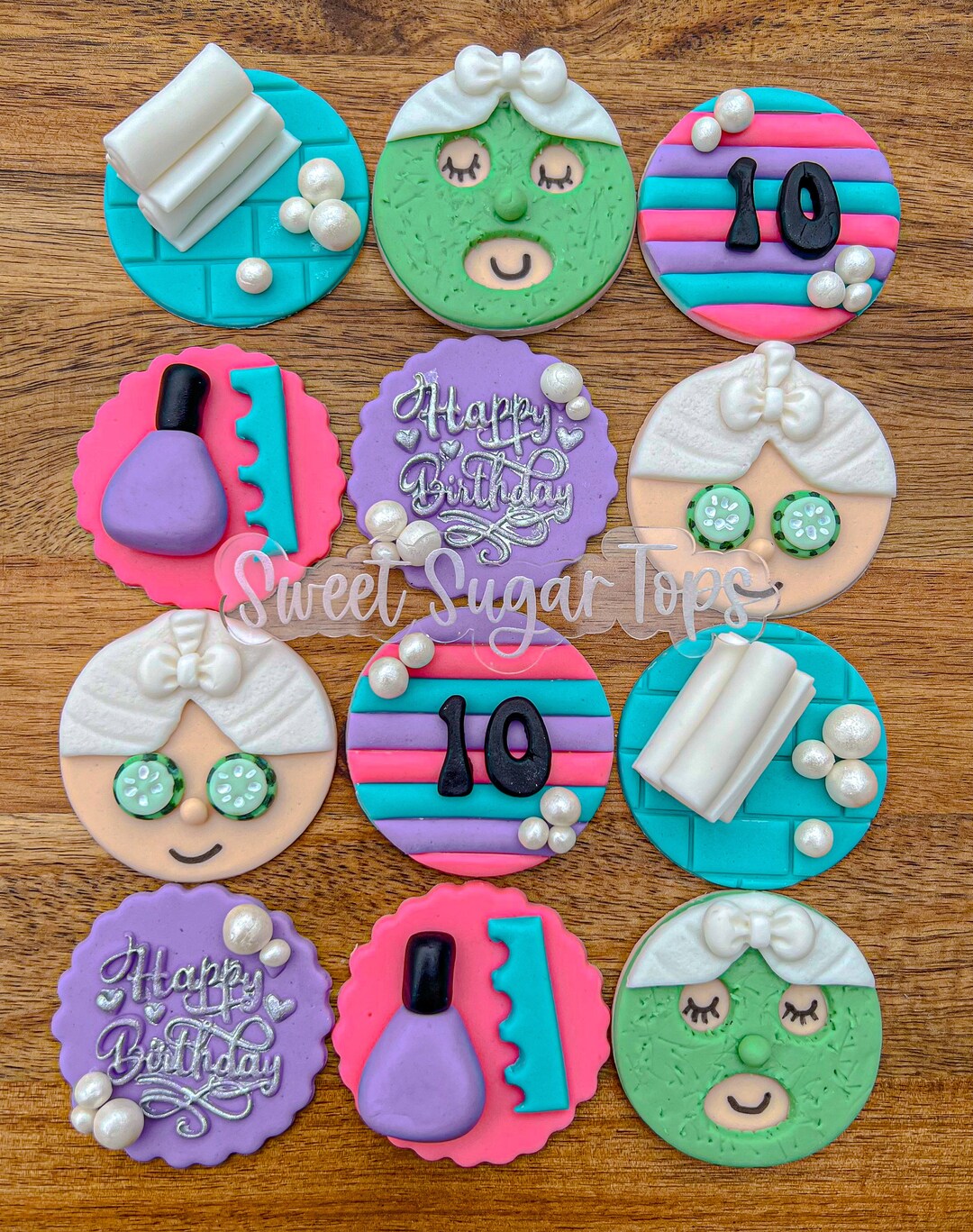 Spa Toppers, Makeup Topper, Spa Party, Birthday Edible Fondant Cupcake ...