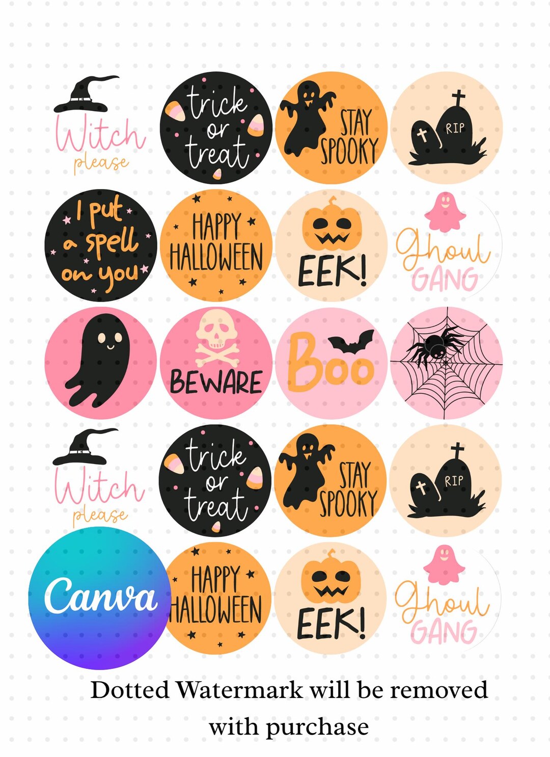 Halloween Cupcake Toppers: Editable Pink PNG (digital Download) - Etsy