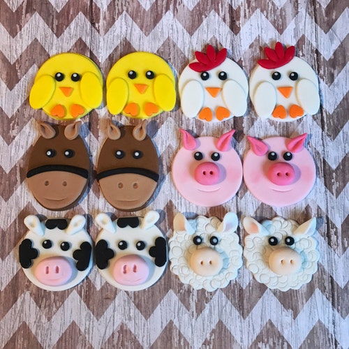 Farm Cupcake Toppers Farm Animals Birthday Party 2x2 | Etsy