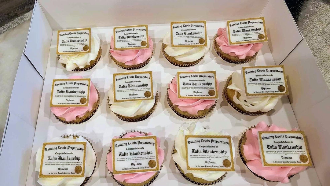 28 Custom Graduation Diplomas, Edible Cupcake Toppers, Edible Image ...