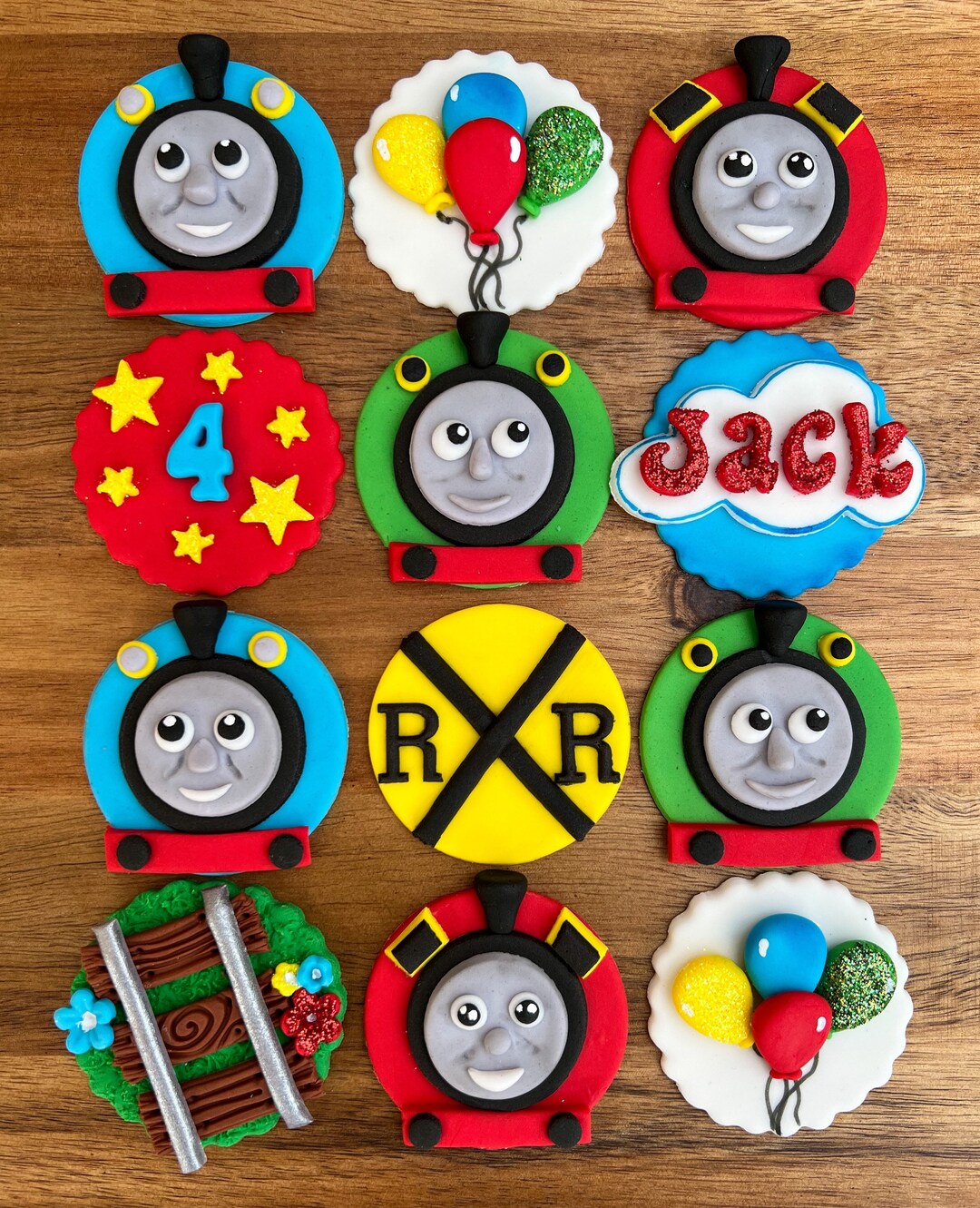 Train Railroad Fondant Edible Cupcake Cake Cookie Treat Toppers Kid's ...