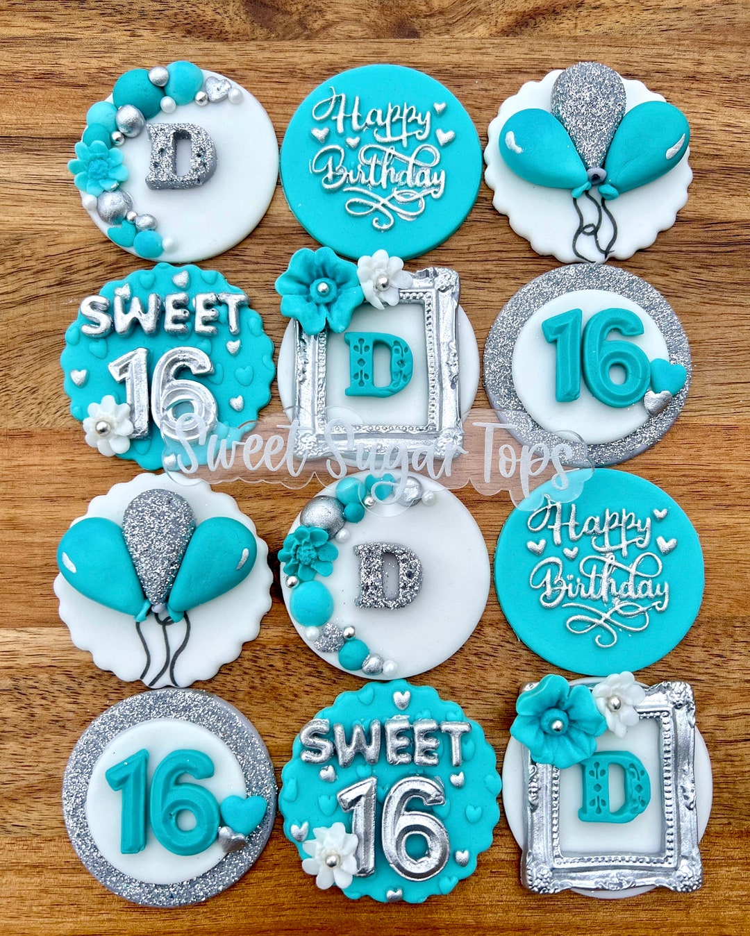 16th Birthday Cupcake Toppers, Sweet Birthday, Cupcake Toppers, Edible ...