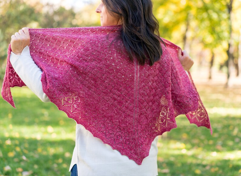 Knitting Pattern for Textured Triangular Shawl With Cables and Lace - Etsy