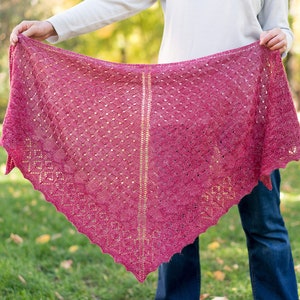 Knitting Pattern for Textured Triangular Shawl With Cables and Lace - Etsy