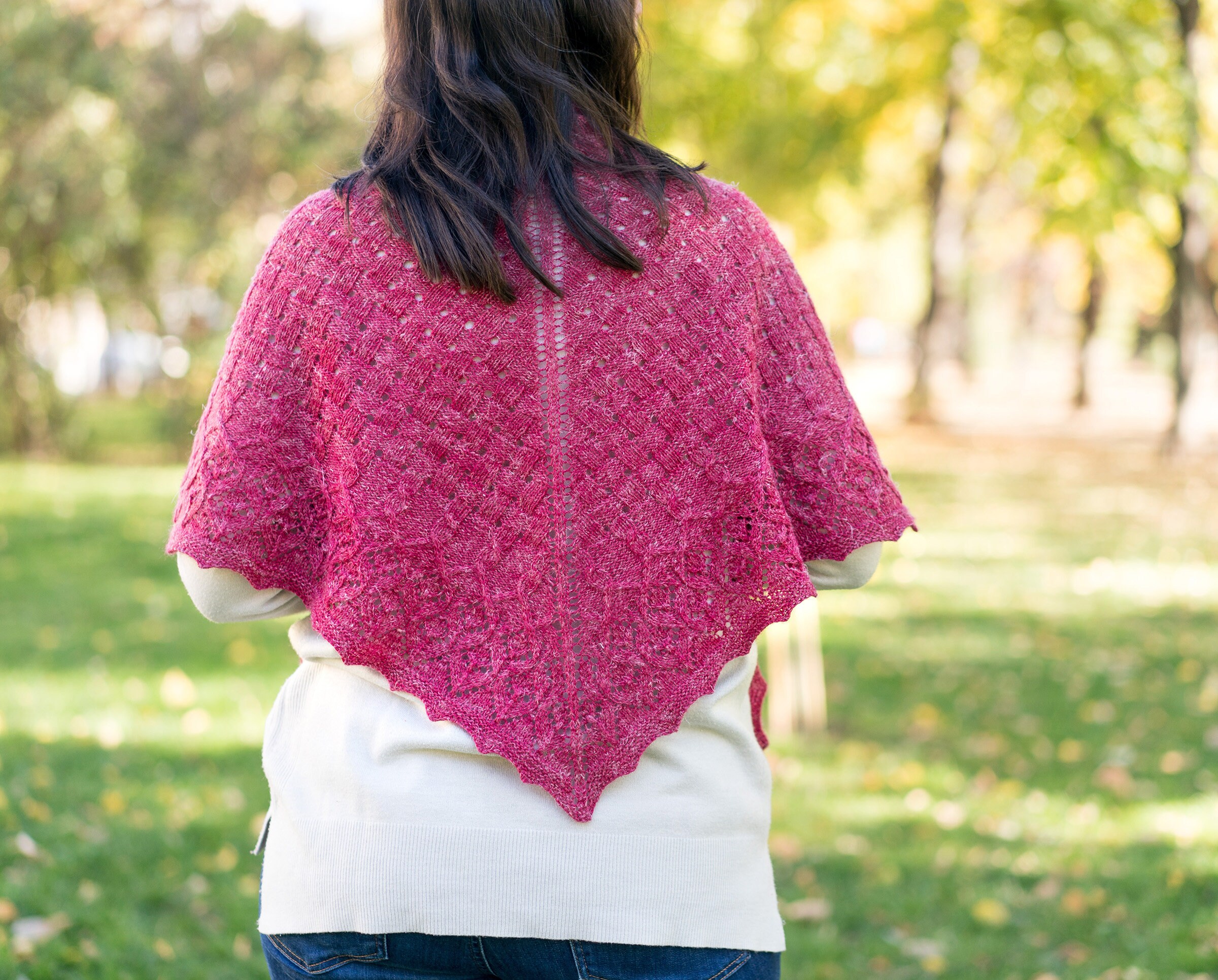 Knitting Pattern for Textured Triangular Shawl With Cables and - Etsy