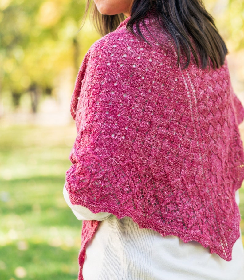 Knitting Pattern for Textured Triangular Shawl With Cables and Lace - Etsy