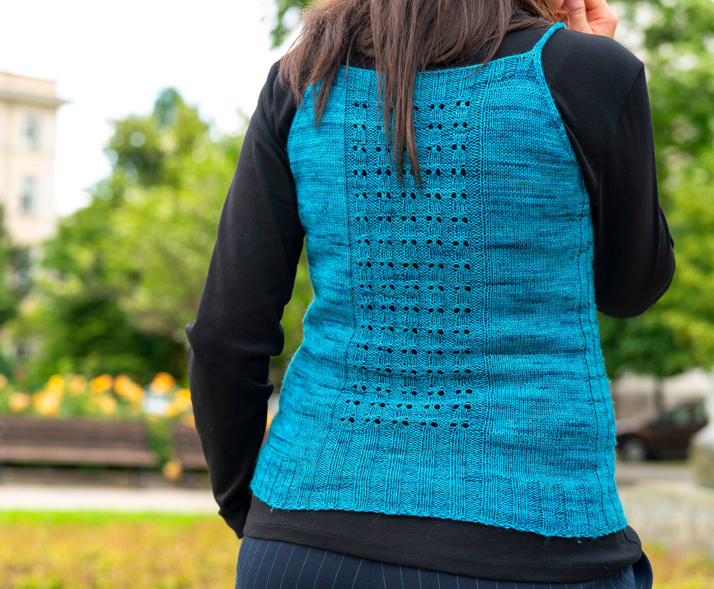 Knitting Pattern for Tank Top With Textured Lace Panel - Etsy