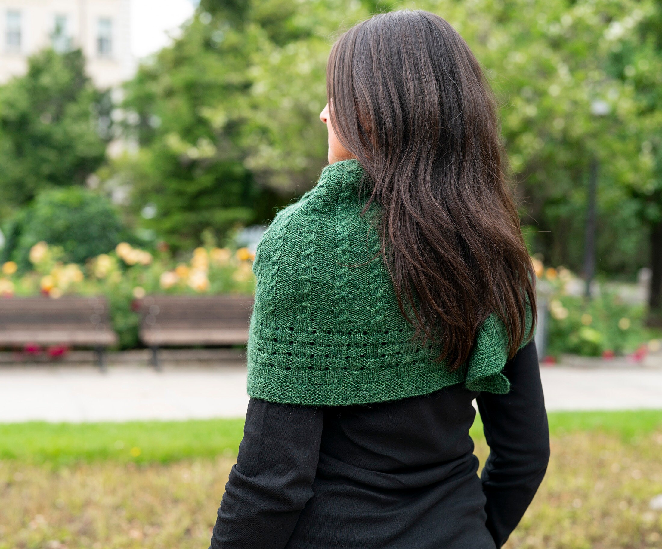 Knit Crescent Shawl Pattern With Easy Cables and Textured Border - Etsy