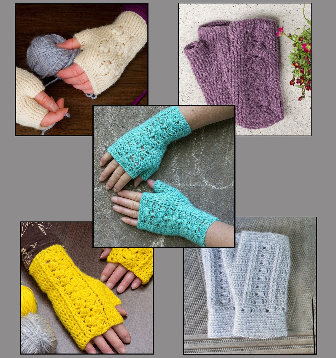 Collection of 5 Crochet Fingerless Mittens Patterns - Etsy