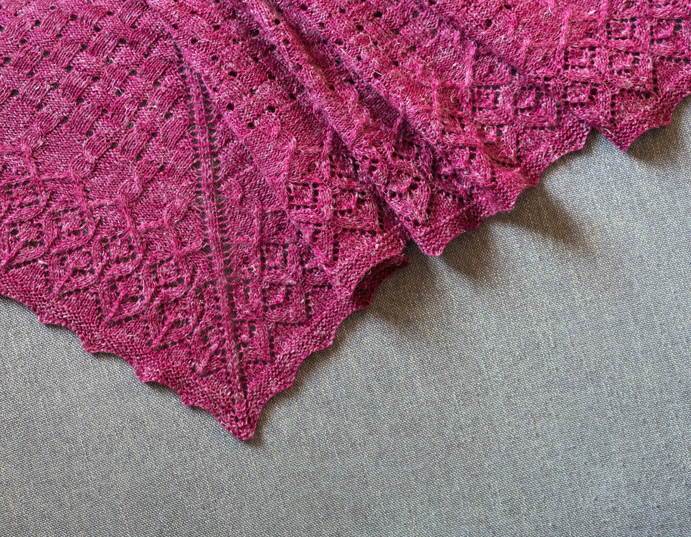 Knitting Pattern for Textured Triangular Shawl With Cables and - Etsy