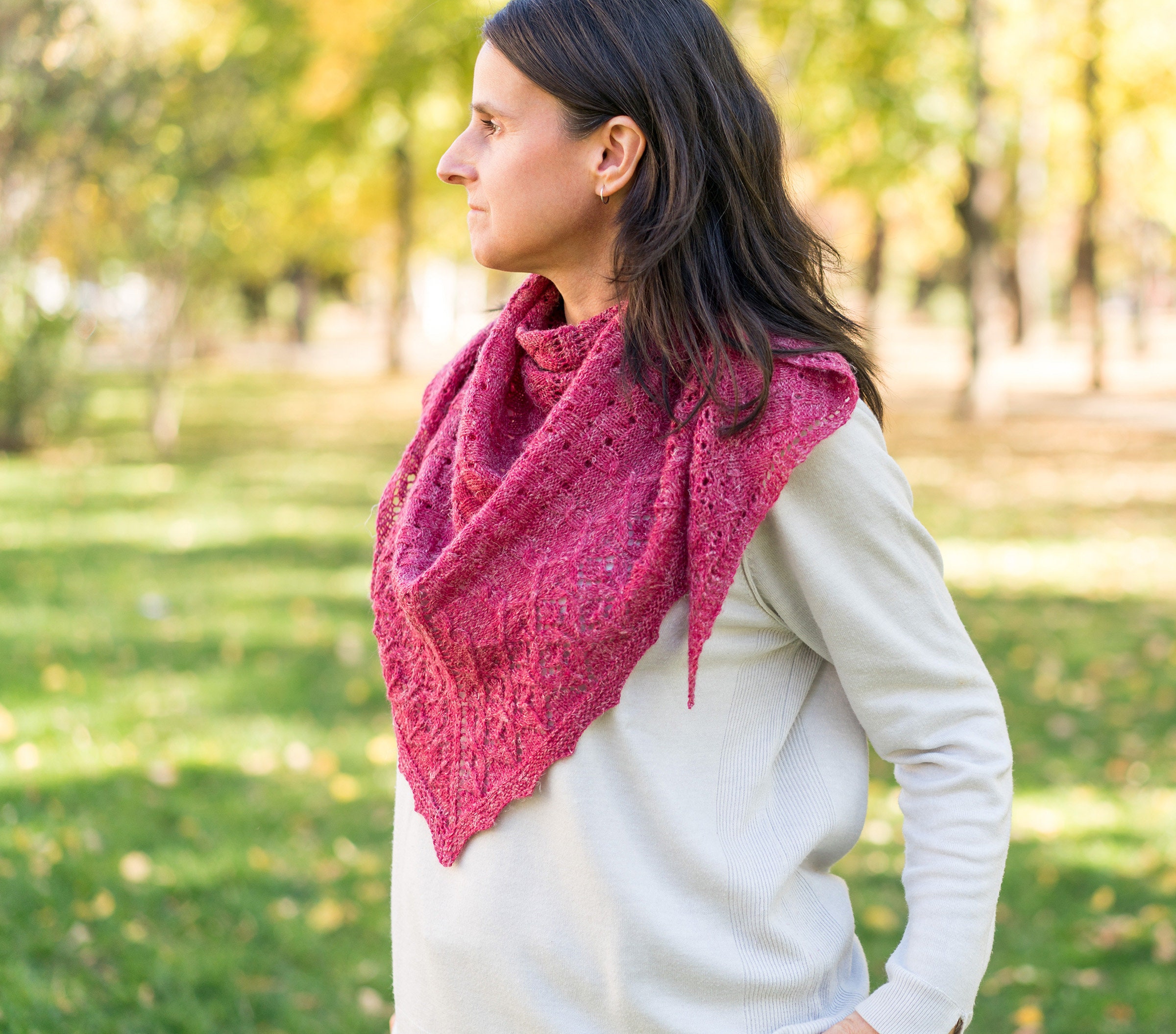 Knitting Pattern for Textured Triangular Shawl With Cables and - Etsy