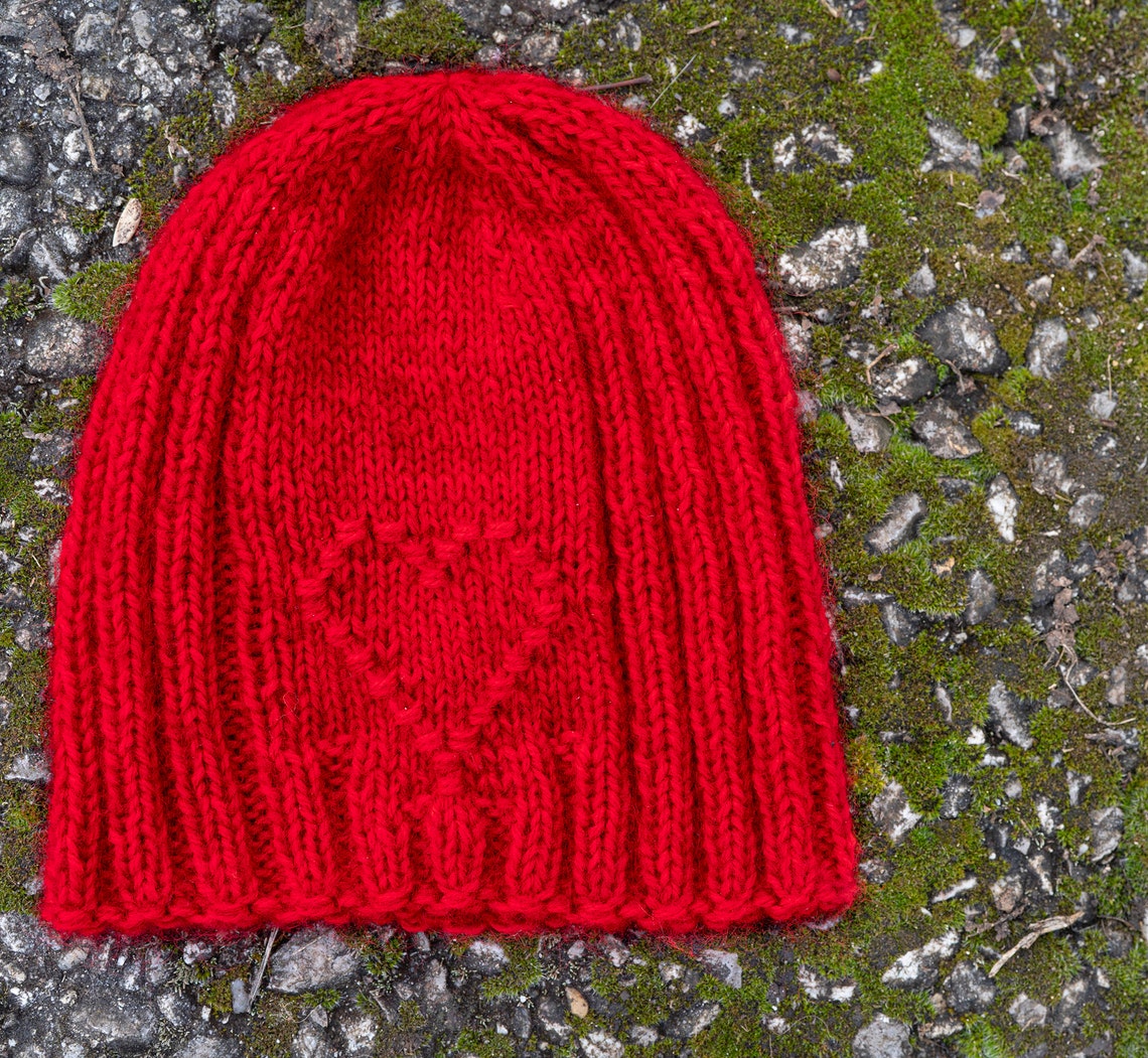 Hat Knitting Pattern With Heart Shaped Accent, Valentine's Hat, Love ...