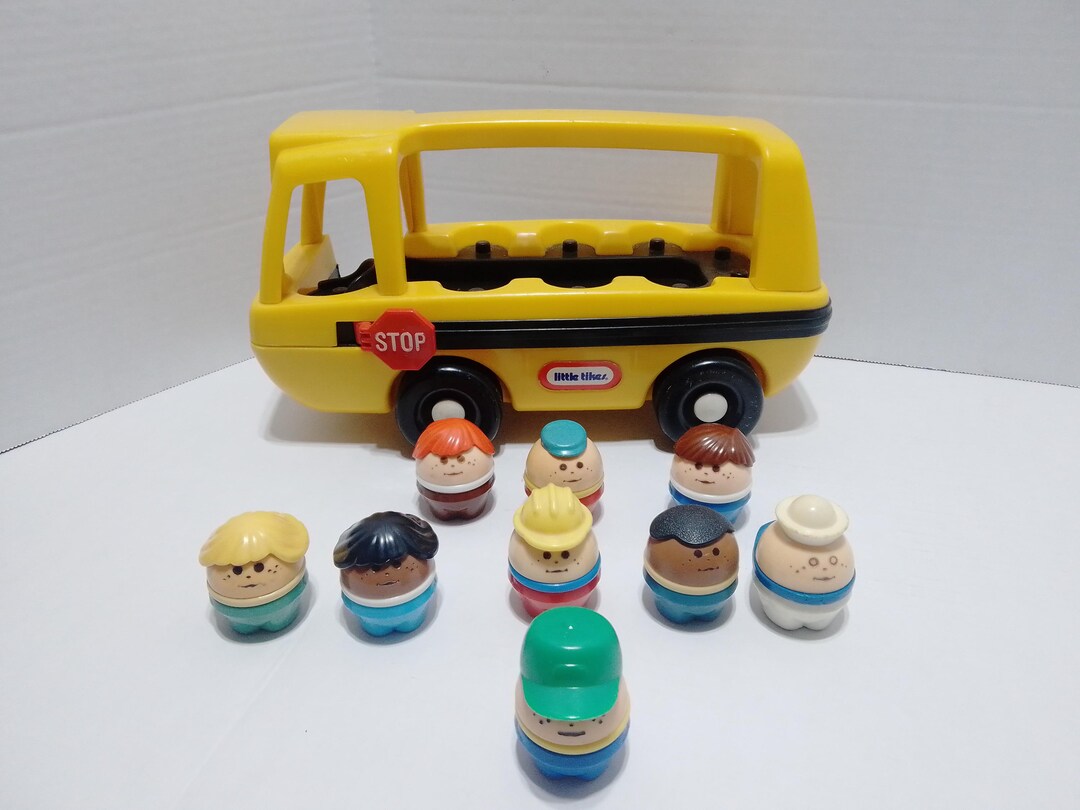 Vintage 1980'S Little Tikes School Bus With 9 Toddler Tots Little ...