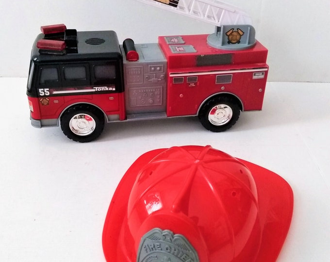 Hasbro Tonka Fire Truck With Sounds Lights Plastic 13 Long Fireman ...