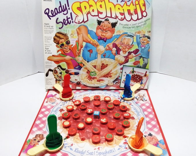 Vintage MB Ready Set Spaghetti Game 100% Complete Milton Bradley 1990 ...