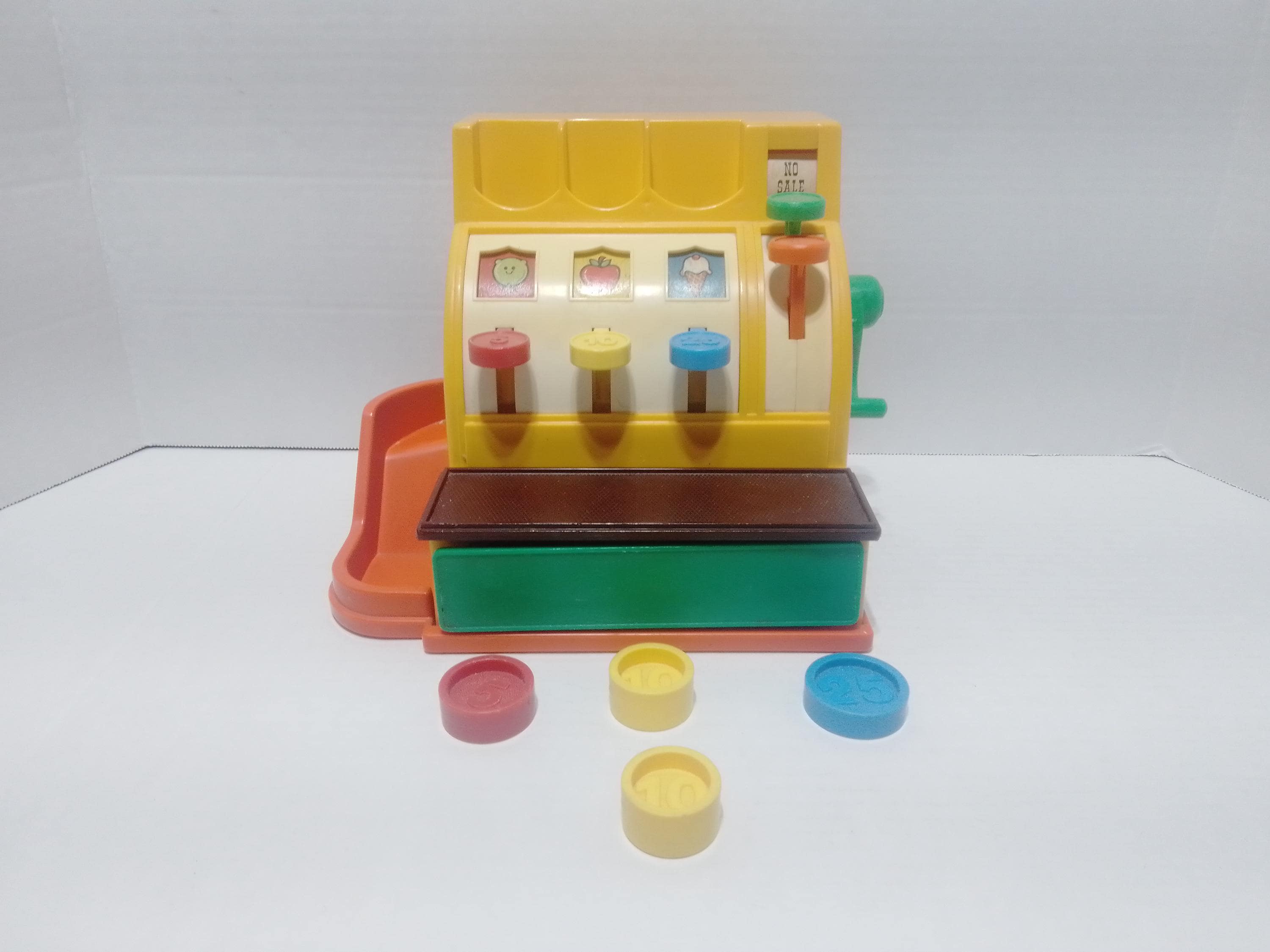 Vintage 1974 Fisher Price Cash Register With 4 Originals Coins Yellow ...