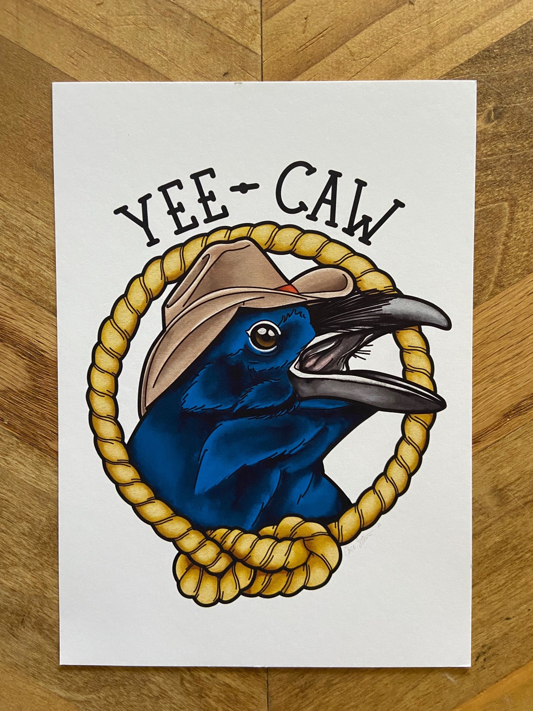 Yee Caw Crow Cowboy Art Print - Etsy