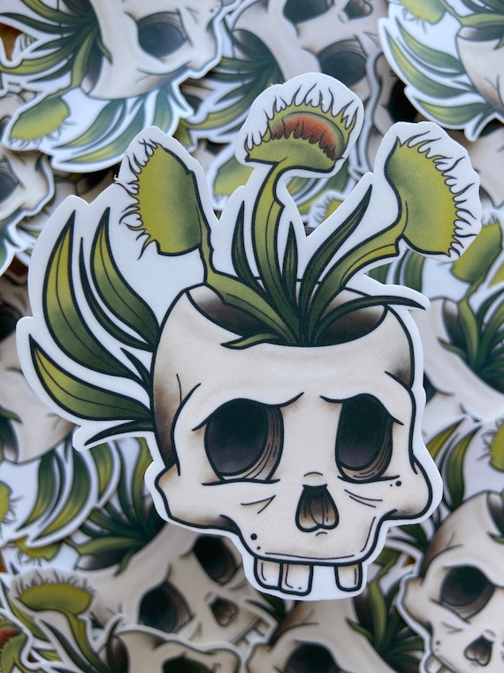 Death Trap Venus Flytrap Skull Planter Sticker - Etsy